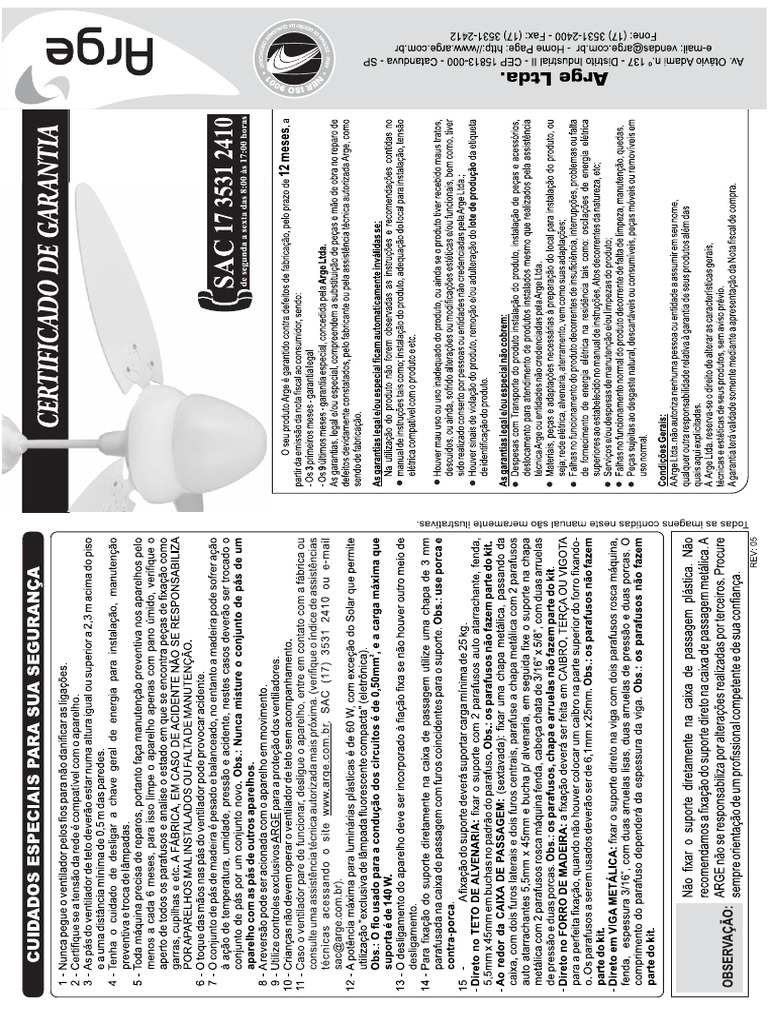 Manual Teto Cosmos Rev05 | PDF