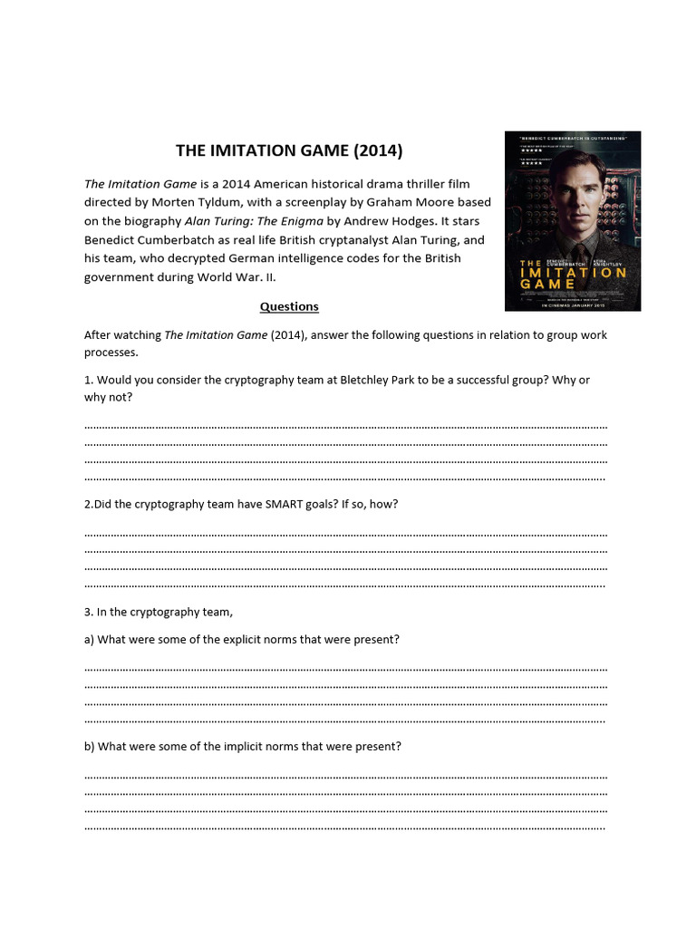 The Imitation Game Is A 2014 American Historical Drama Thriller Film ...
