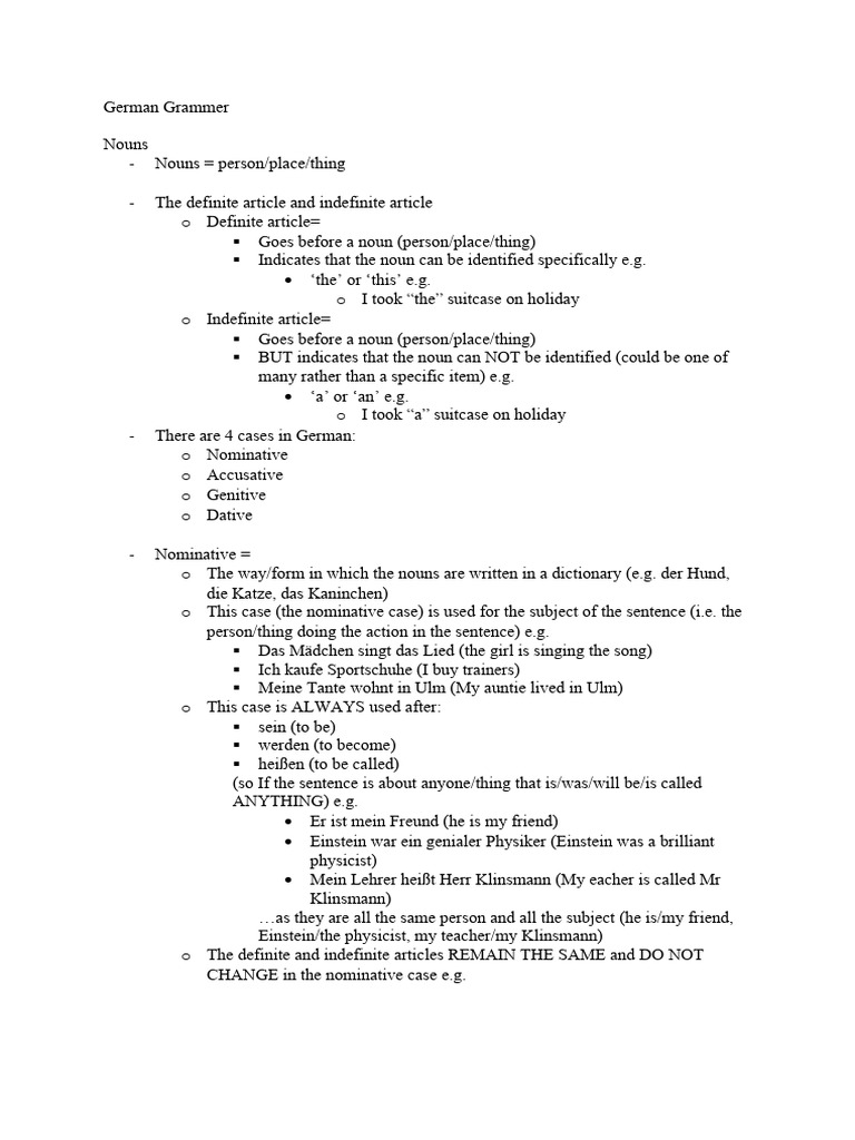 German Grammer Nouns | PDF | Grammatical Gender | Grammatical Number