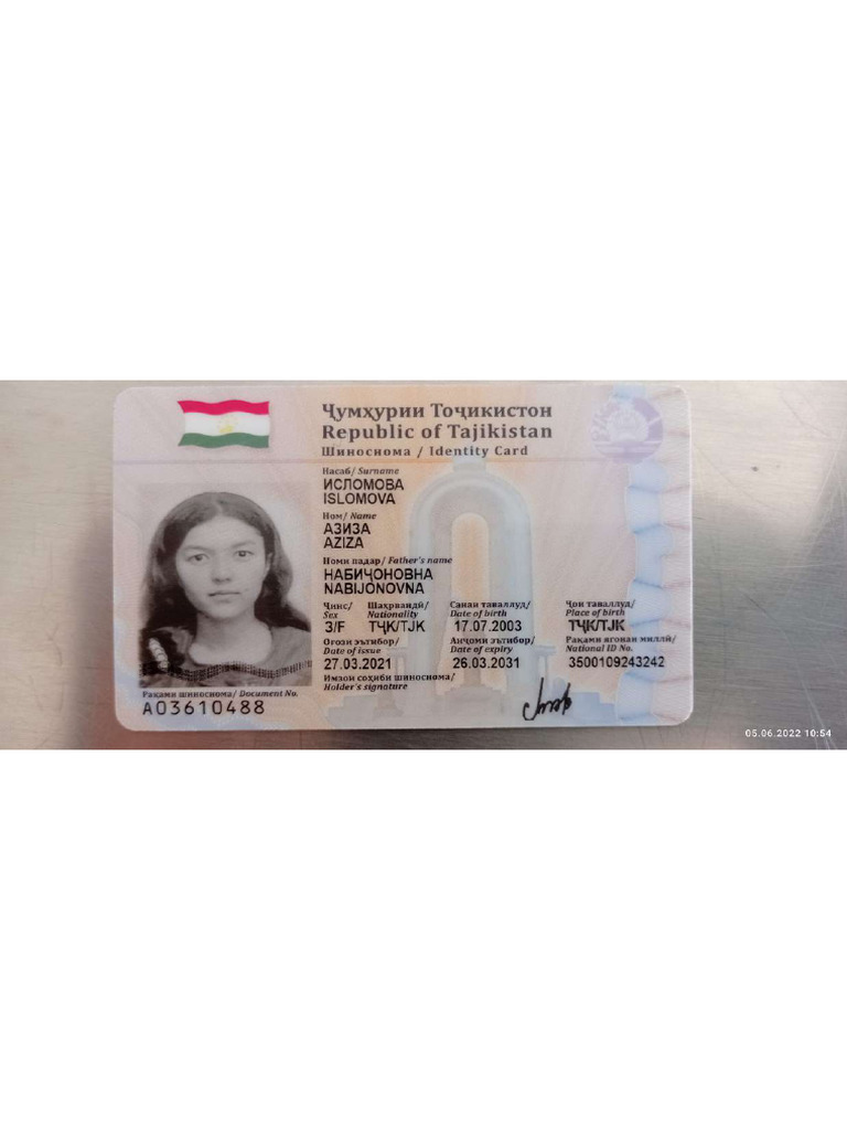 Identity card Tajikistan | PDF