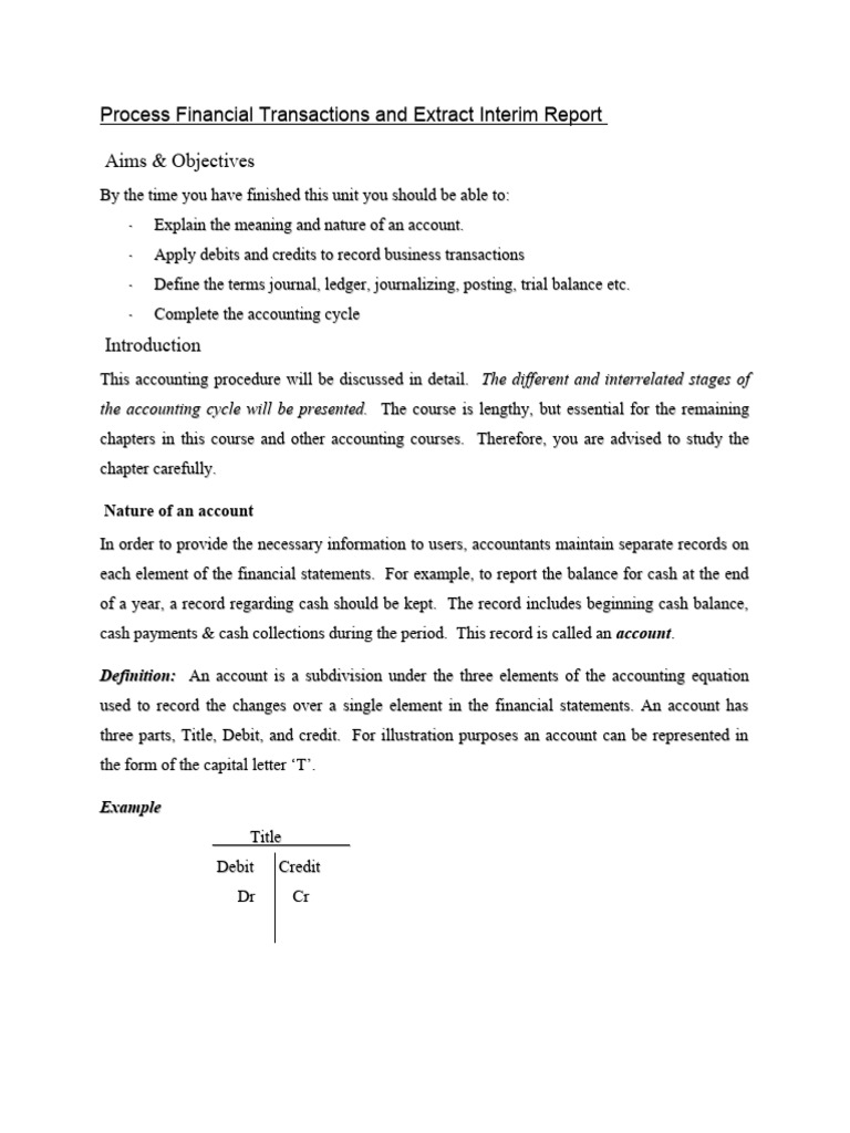 21 Process Financial Transactions and Extract Interim Report | PDF ...