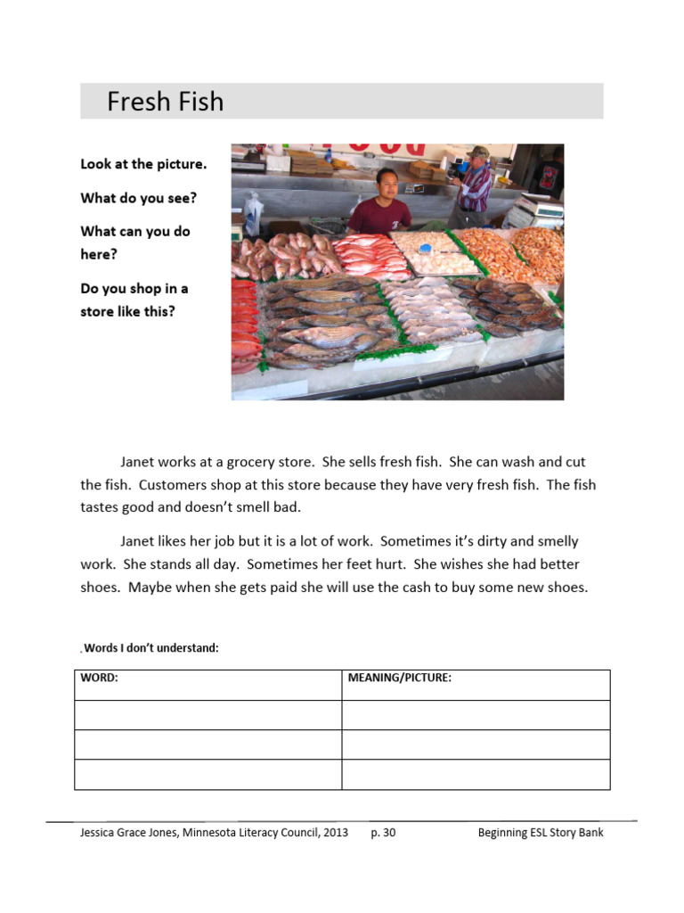 Fresh Fish Reading A2 | PDF