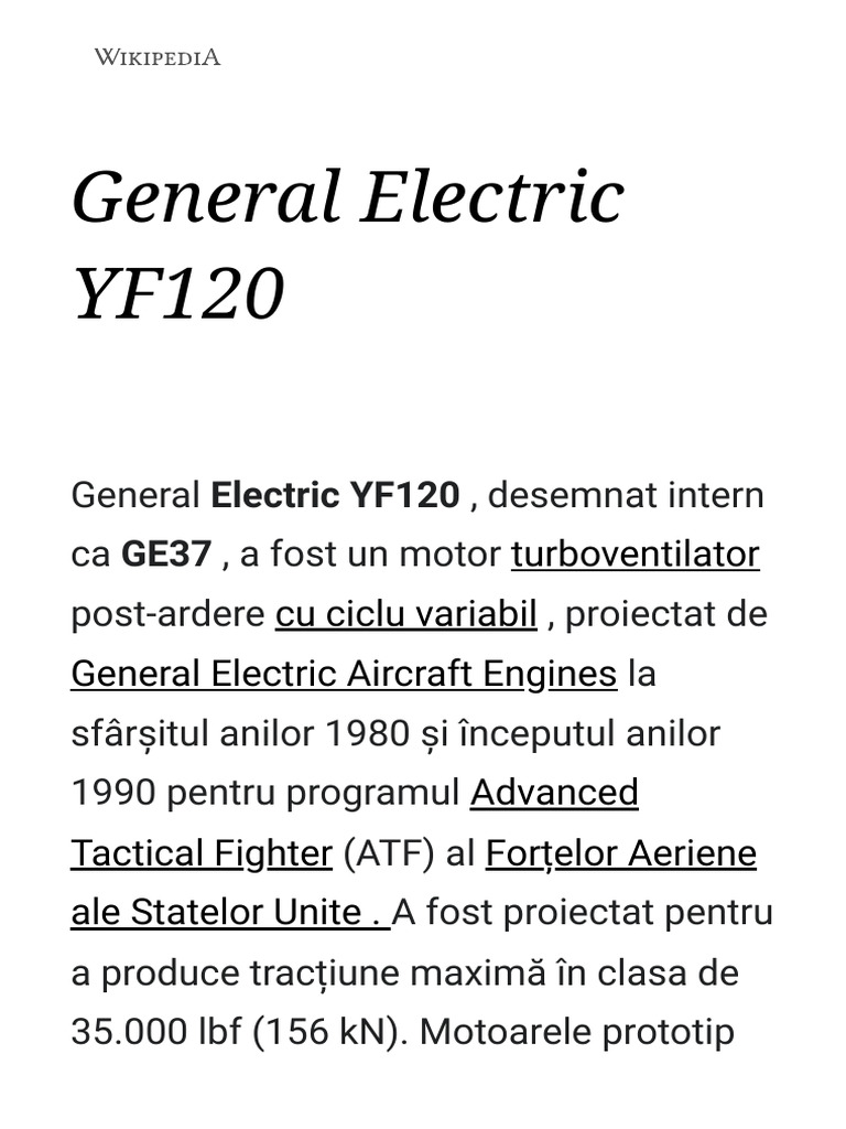 General Electric YF120 Engine Overview | PDF | Aerospace Companies Of ...