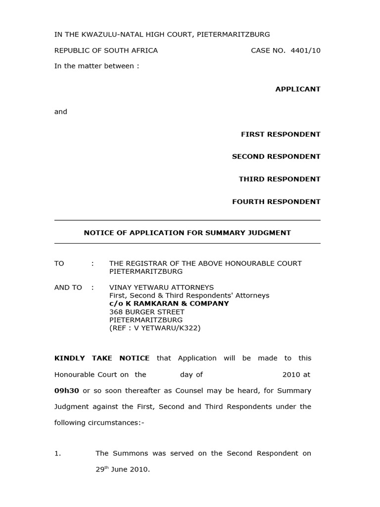Application For Summary Judgement | PDF | Affidavit | Public Law