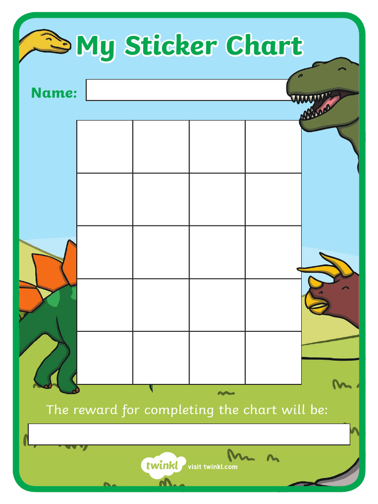t c 8128 Dinosaur Themed Sticker Stamp Reward Chart | PDF