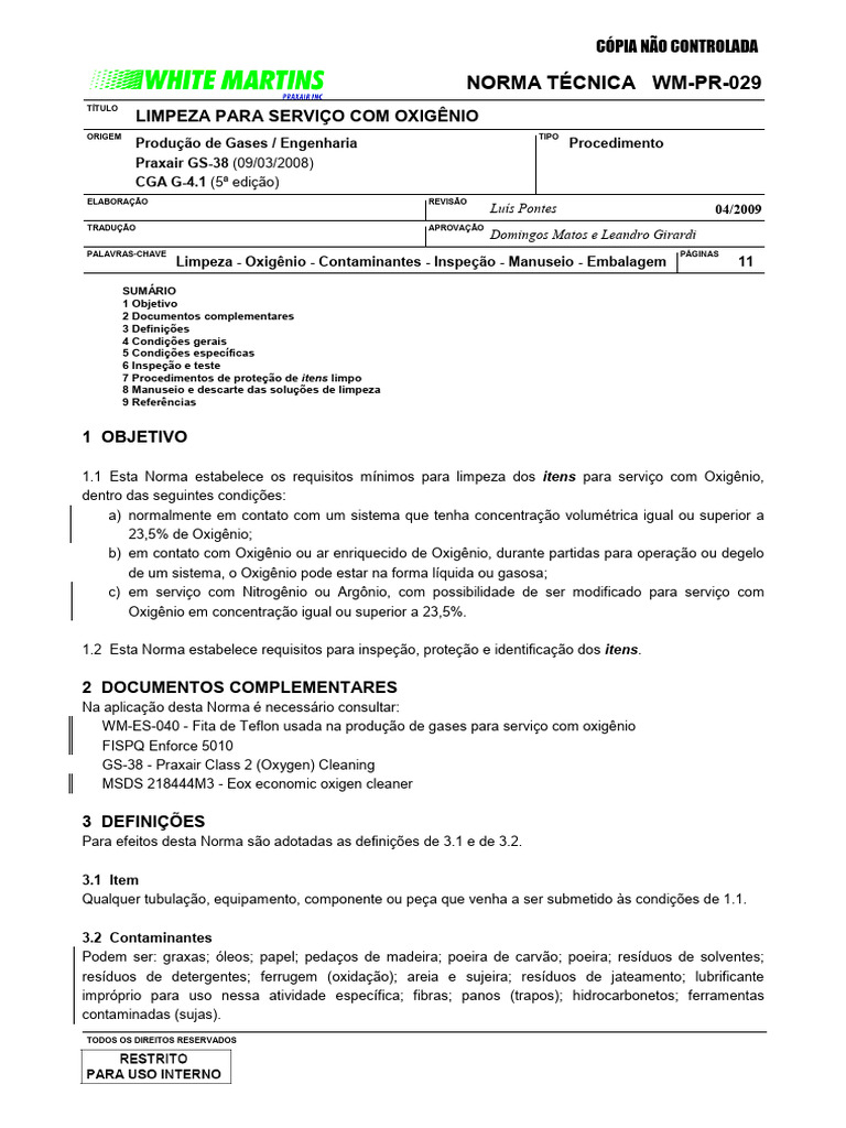 Normas Da White Martins | PDF | Ultravioleta | Corrosão