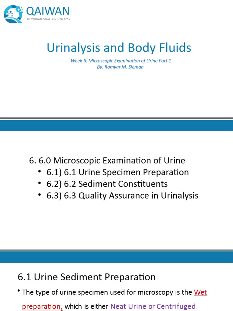 Week 6 Microscopic Examination of Urine Part 1 | PDF | Urine | Anatomy