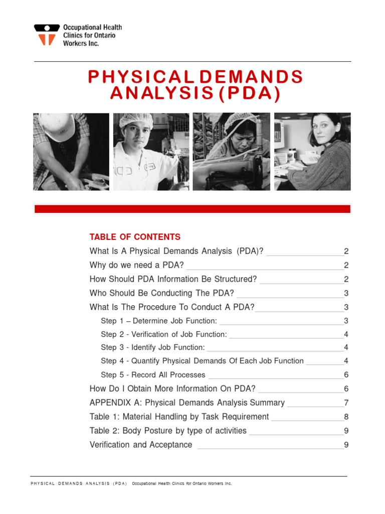 Physical Demands Analysis Guide | PDF | Occupational Safety And Health ...