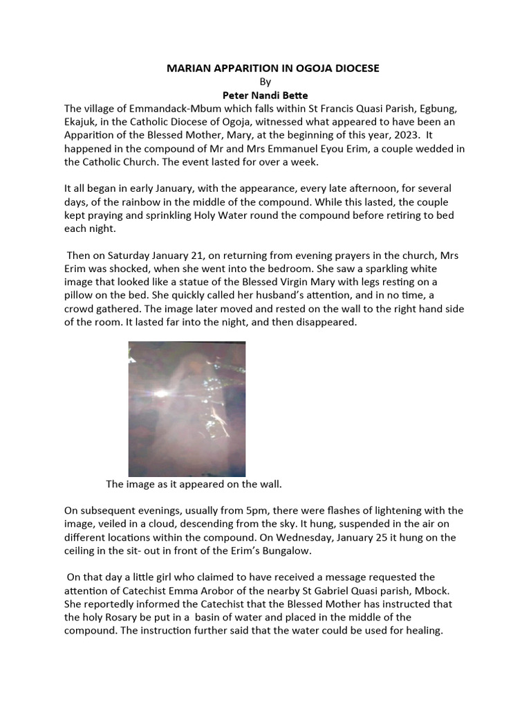 Marian Apparition in Ogoja Diocese | PDF | Mary, Mother Of Jesus ...