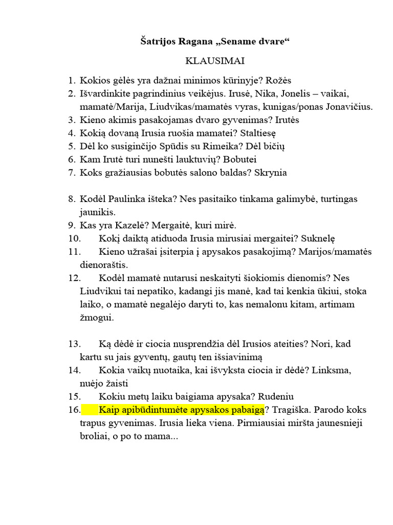 Satrijos Ragana (Uzduotys Ir Apie Ja) | PDF