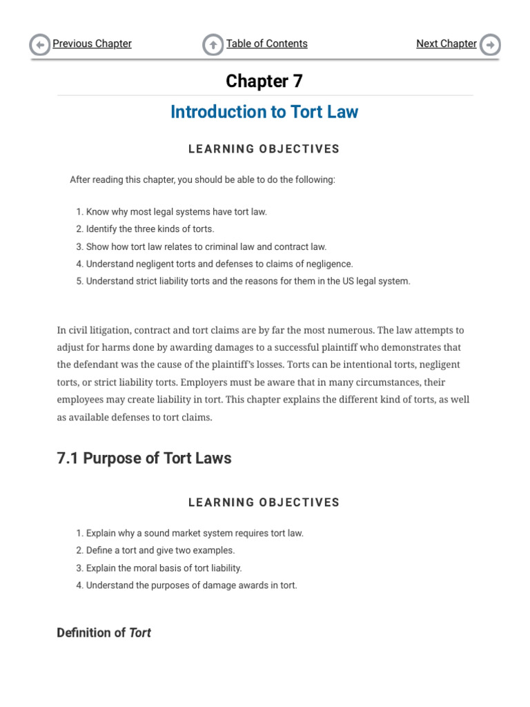 Introduction To Tort Law | Download Free PDF | Tort | Defamation