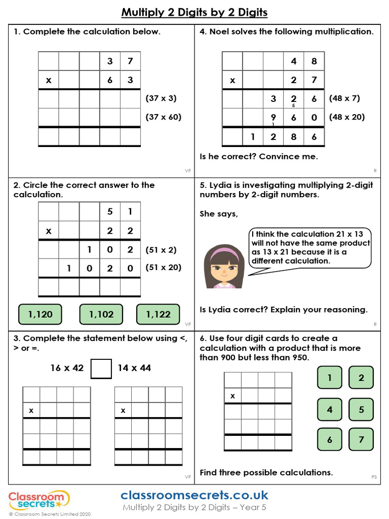 Mastering 2-Digit Multiplication Techniques | PDF | Multiplication ...
