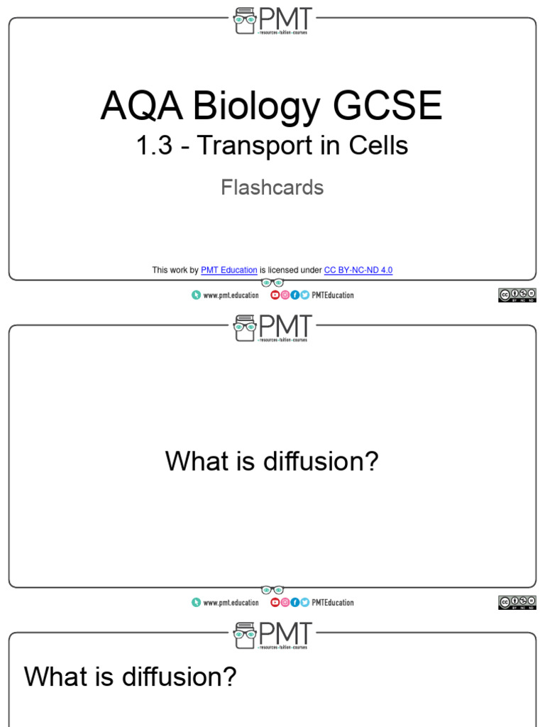 Flashcards - 1.3 Transport in Cells - AQA Biology GCSE | PDF ...