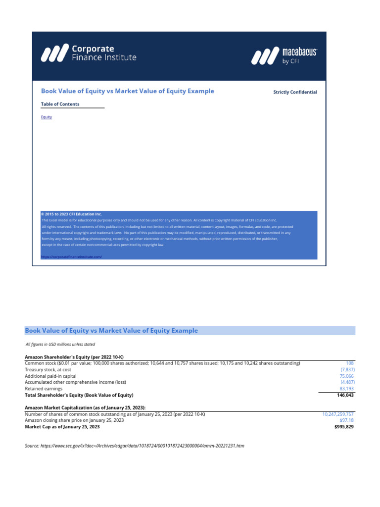 BV Vs MV of Equity-Template | PDF | Equity (Finance) | Stocks
