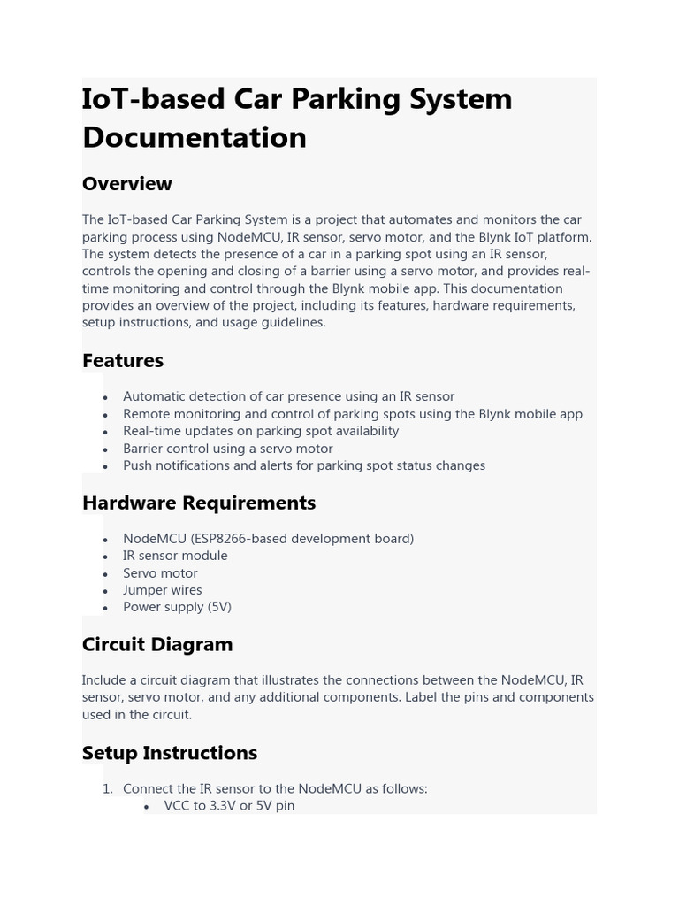 IoT Based Car Parking System Documentation | PDF | Internet Of Things ... IoT Based Car Parking System Documentation | PDF | Internet Of Things ...