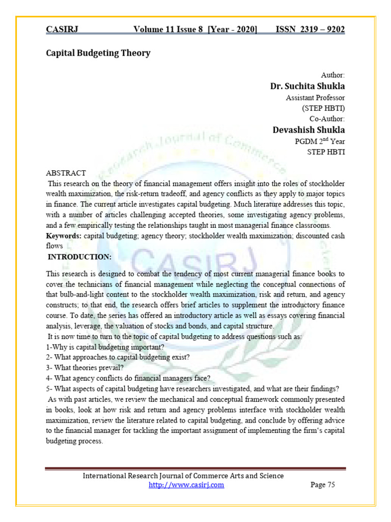 Capital Budgeting Theory | PDF | Net Present Value | Internal Rate Of ...
