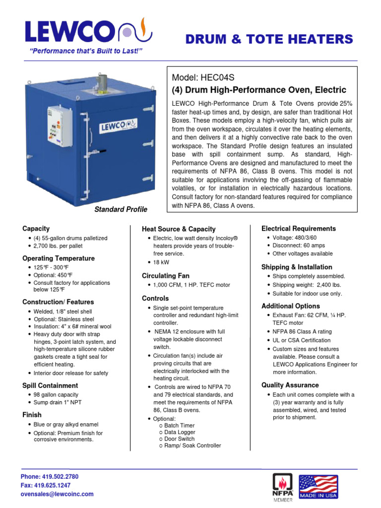Lewco Hec04s Spec Sheet | PDF | Oven | Building Engineering