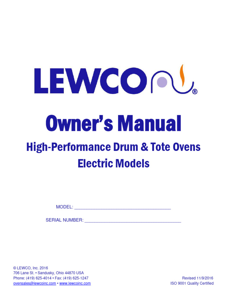 LEWCO Electric High Performance Oven Manual | PDF | Chimney | Personal ...