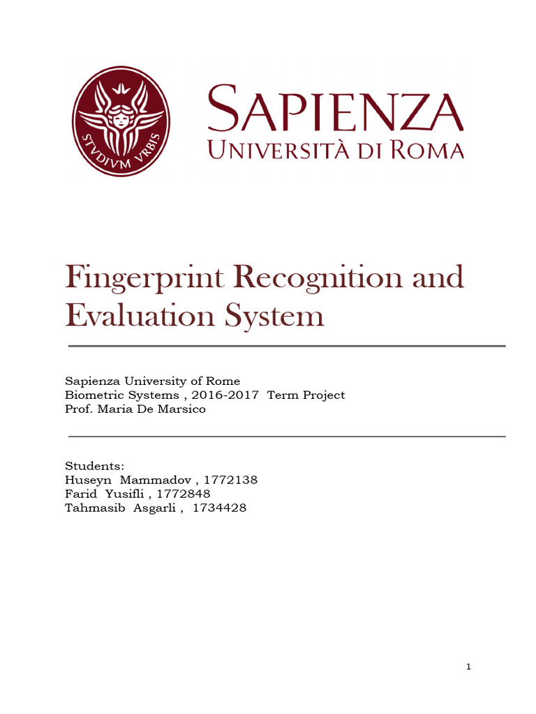 Fingerprint Recognition And Evaluation System 16 17 Term Pdf Fingerprint Image Segmentation