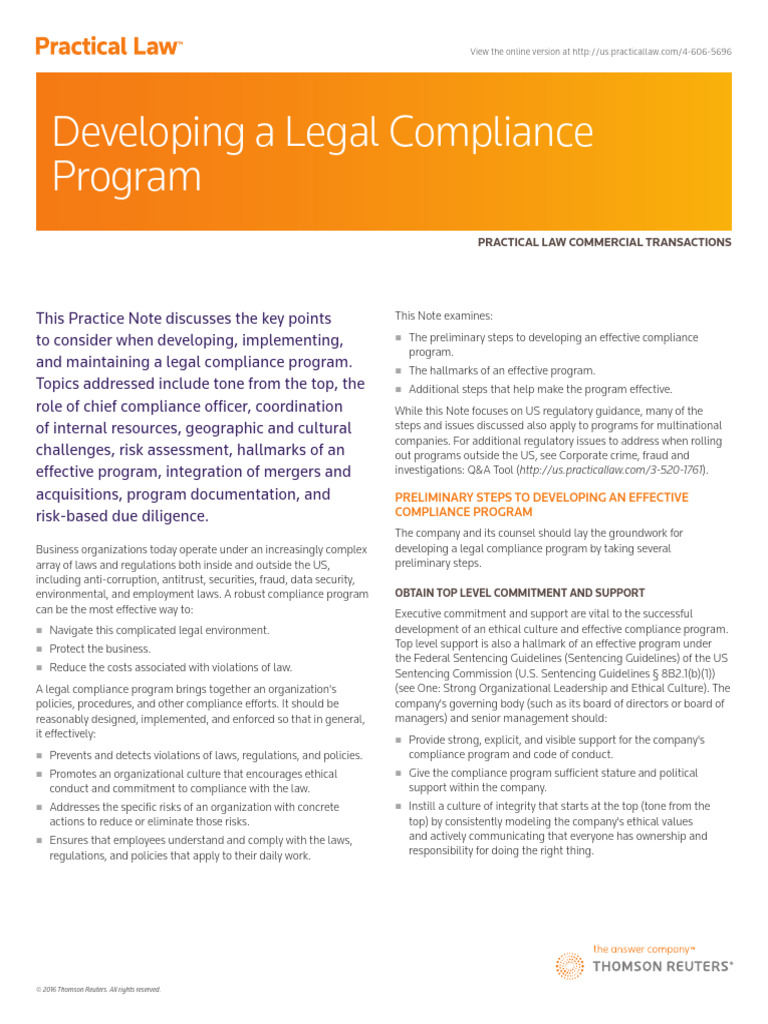 Developing an Effective Compliance Program | PDF | Regulatory ...