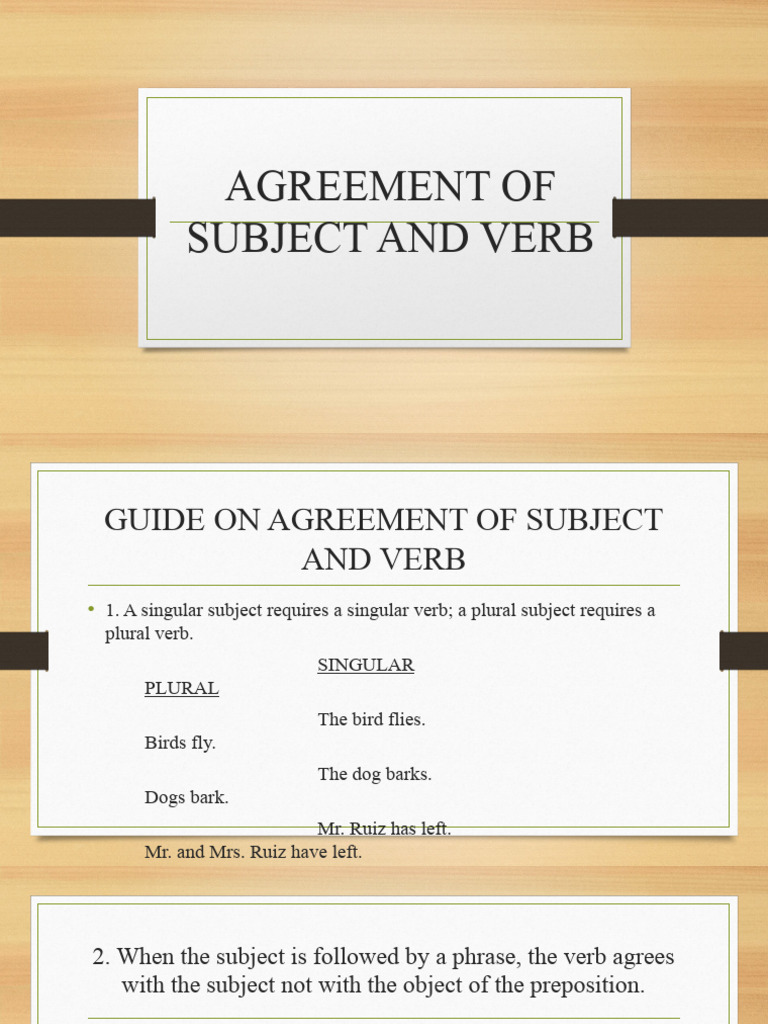 Agreement of Subject and Verb | PDF | Grammatical Number | Plural