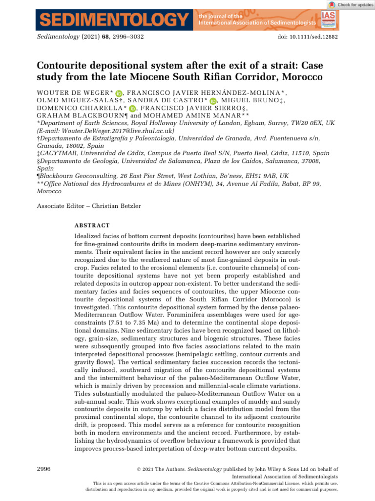 Contourite Depositional System After The Exit of A Strait 2021 | PDF ...