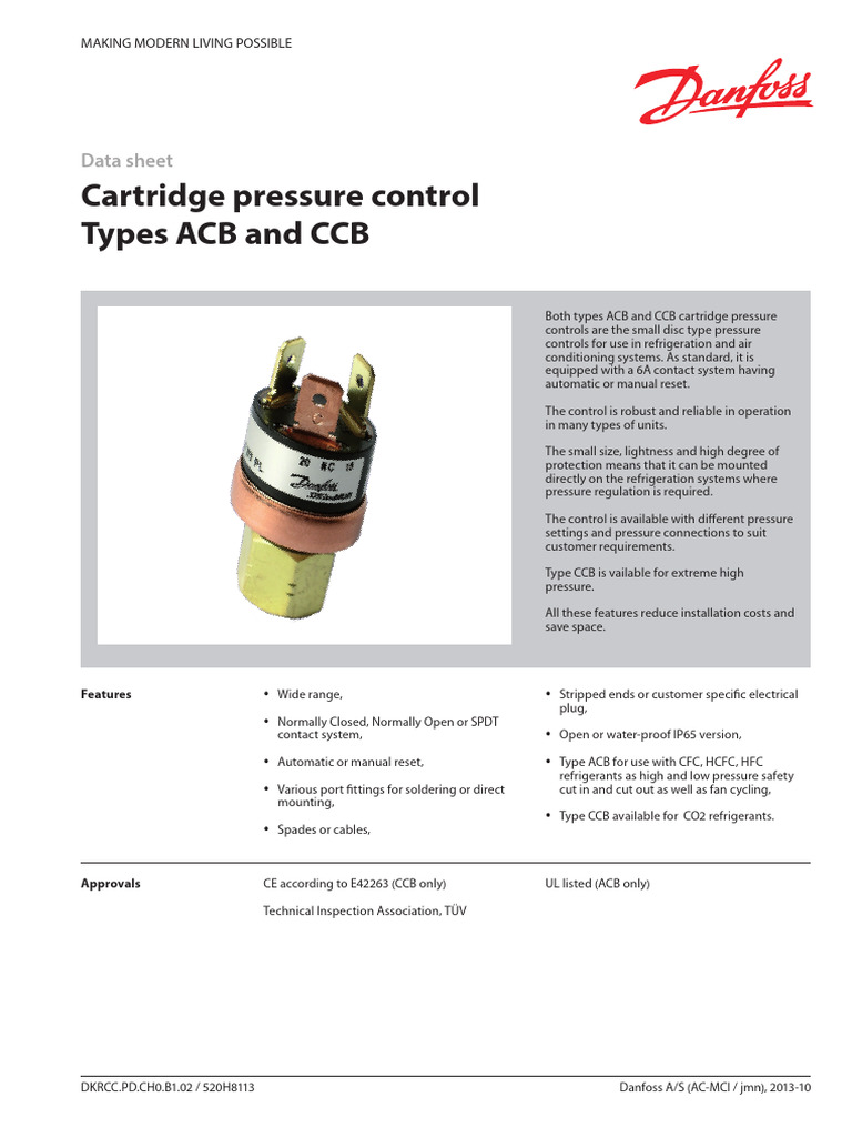 Danfoss-TYPES ACB AND CCB SERIES-datasheet | PDF | Electrical Connector | Switch