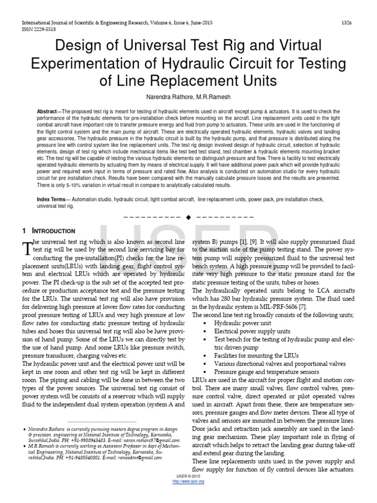 Universal Test Rig for Hydraulic Units | PDF | Valve | Pump