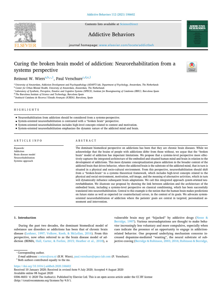 2021 Wiers Verschure Curing Broken Brain Disease Model | PDF | Classical Conditioning | Cerebellum