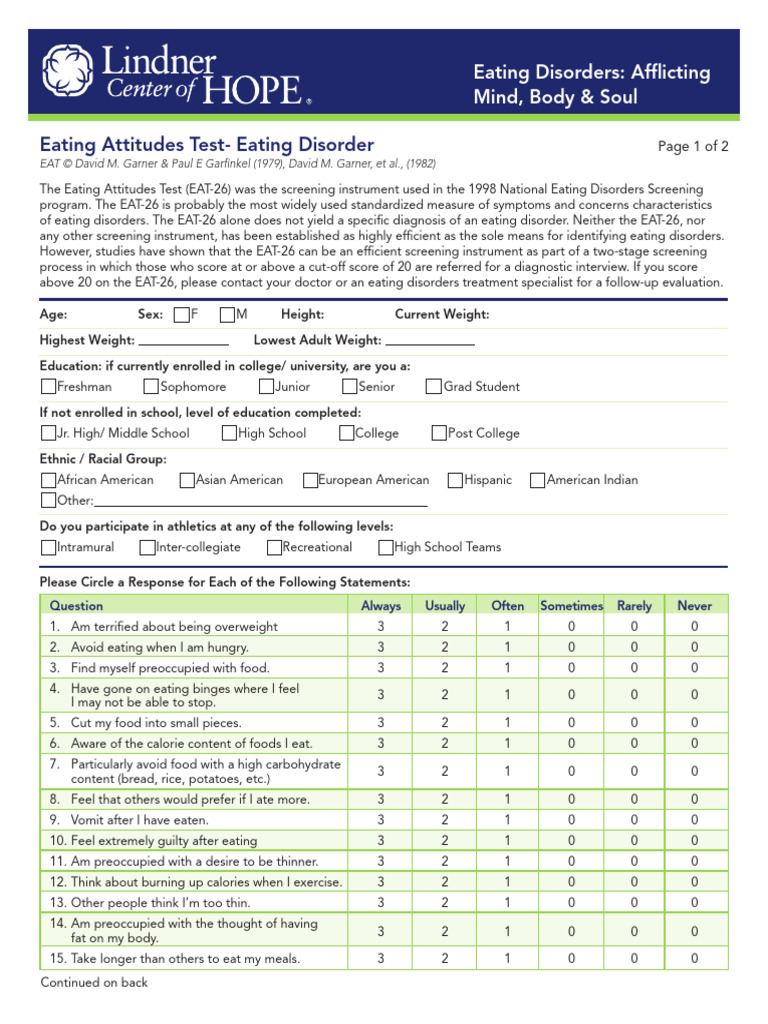 Eating Attitudes Test | PDF | Eating Disorder | Human Diseases And ...