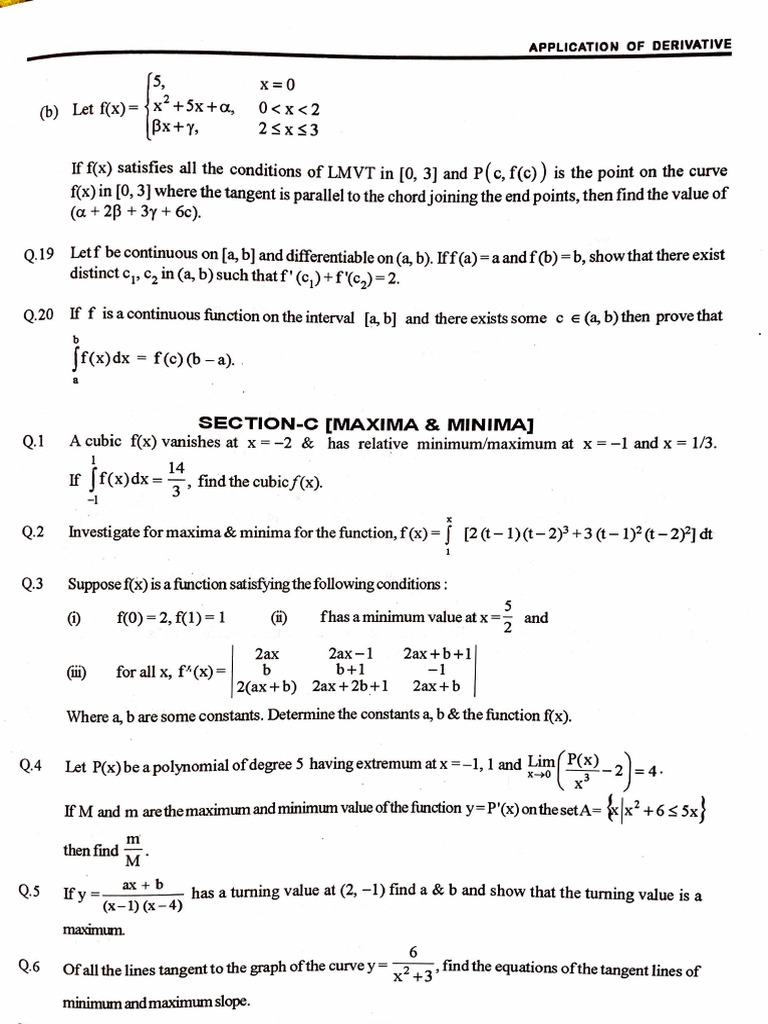 Application of Derivative Sheet Part (B) | PDF | Monotonic Function | Mathematical Objects