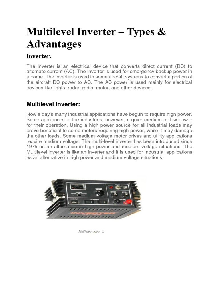 Multilevel Inverter - Types & Advantages | PDF | Power Inverter ...