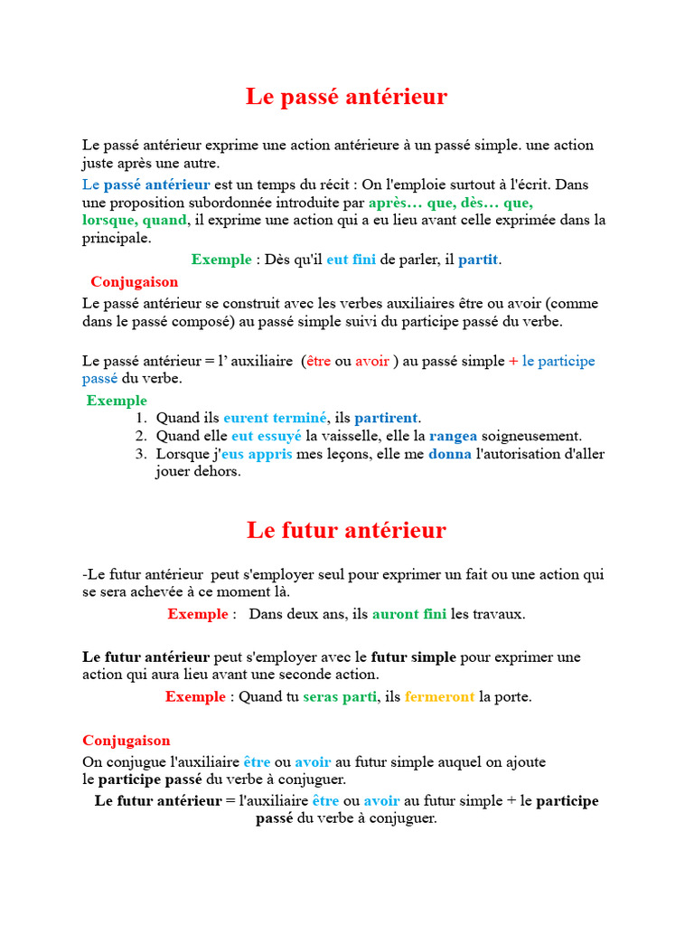 Passé et futur antérieur en français | PDF | Arts du langage et discipline