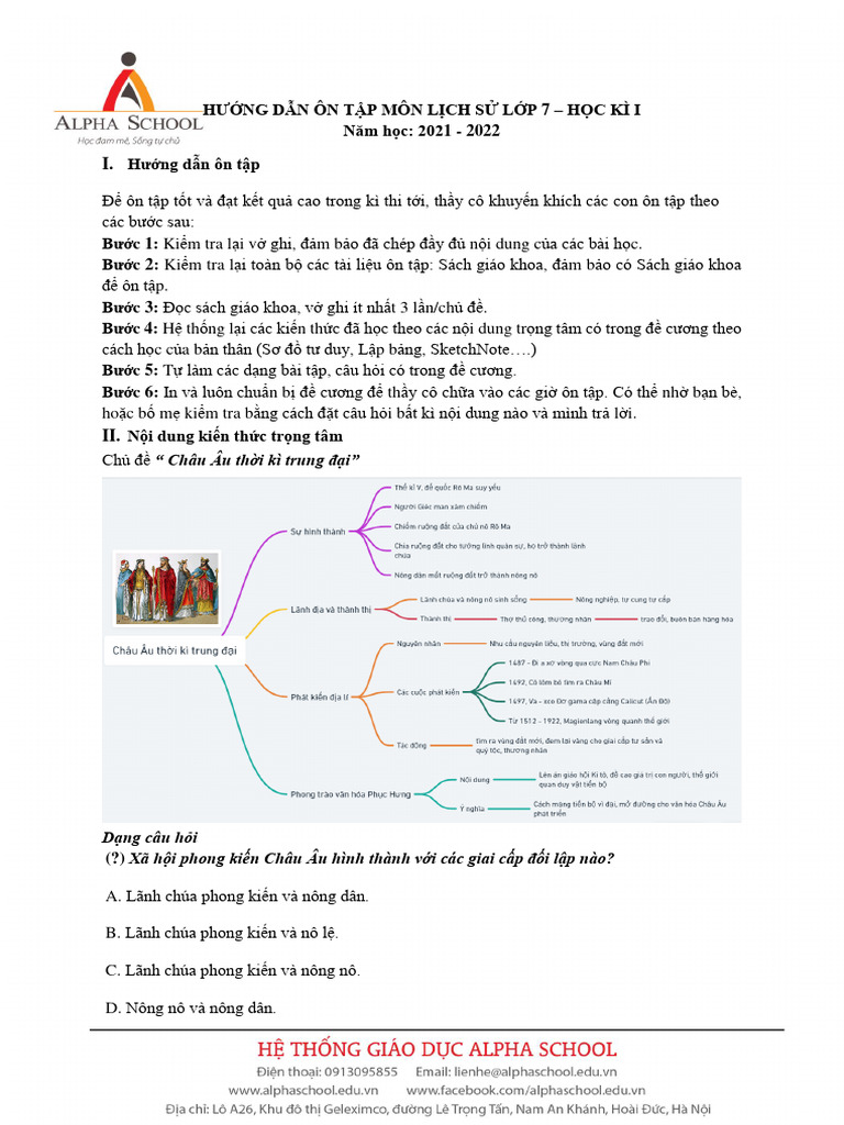 2021 - 2022 - ĐC HK 1 - Lich Su 7 | PDF
