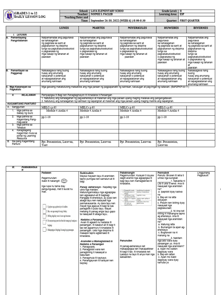 DLL - Esp 2 - Q1 - W6 | PDF