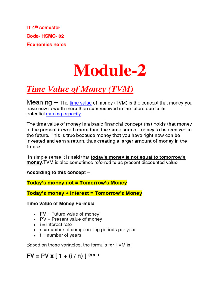 Module 2 | PDF | Net Present Value | Time Value Of Money