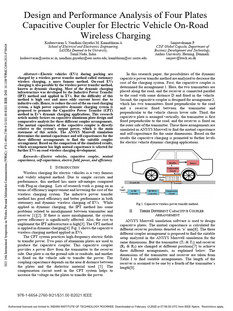 Capacitive Coupler Design for EV Charging | PDF | Capacitor | Capacitance