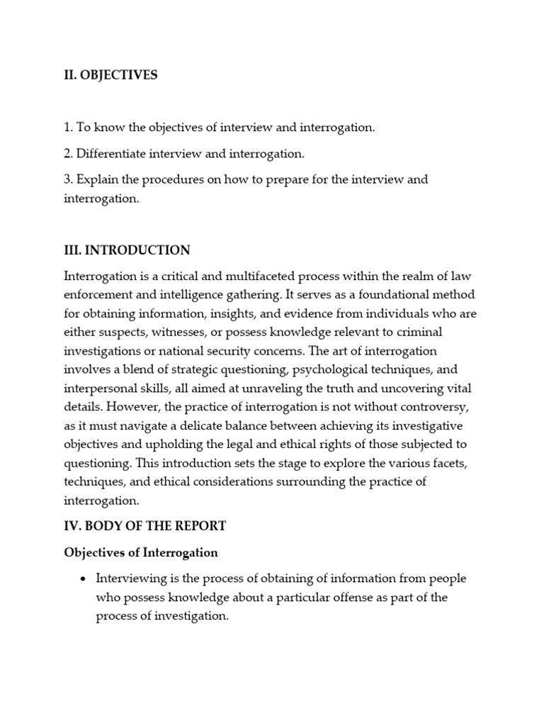 Interrogation Report Topic 3 Pdf Miranda Warning Interrogation
