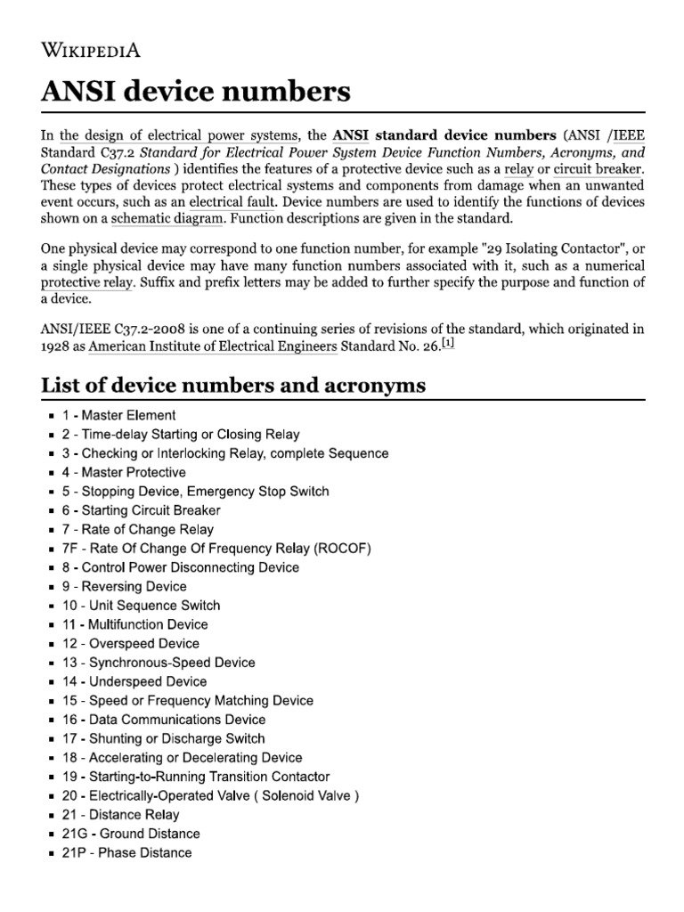 ANSI Rele Relay Numeros Code | PDF ANSI Rele Relay Numeros Code | PDF