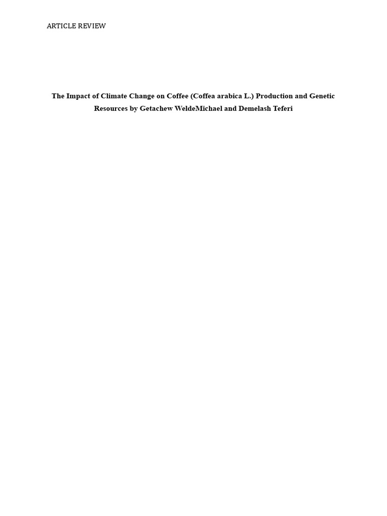 Review-The Impact of Climate Change On Coffee (Coffea Arabica L.) Production and Genetic ...