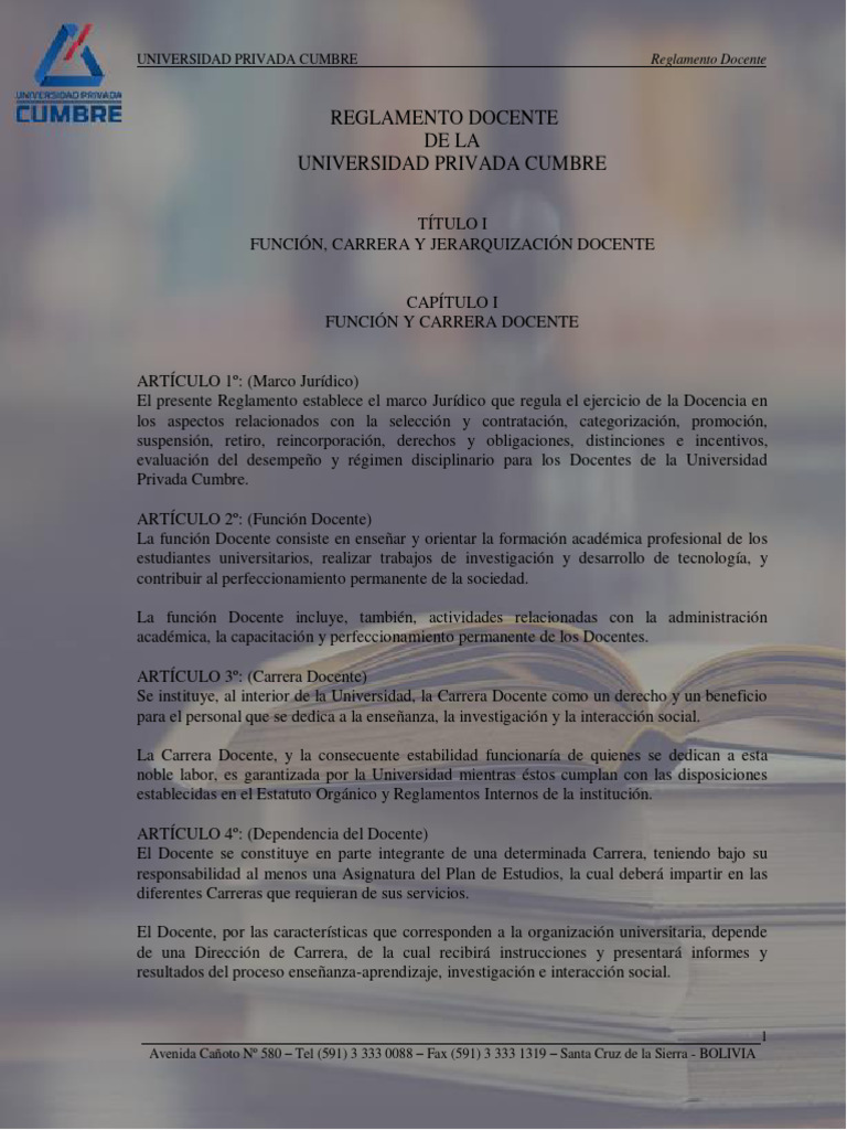 Reglamento Docente | PDF | Maestros | Universidad