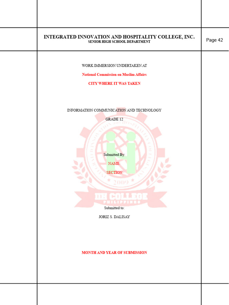 WORK IMMERSION Folio | PDF