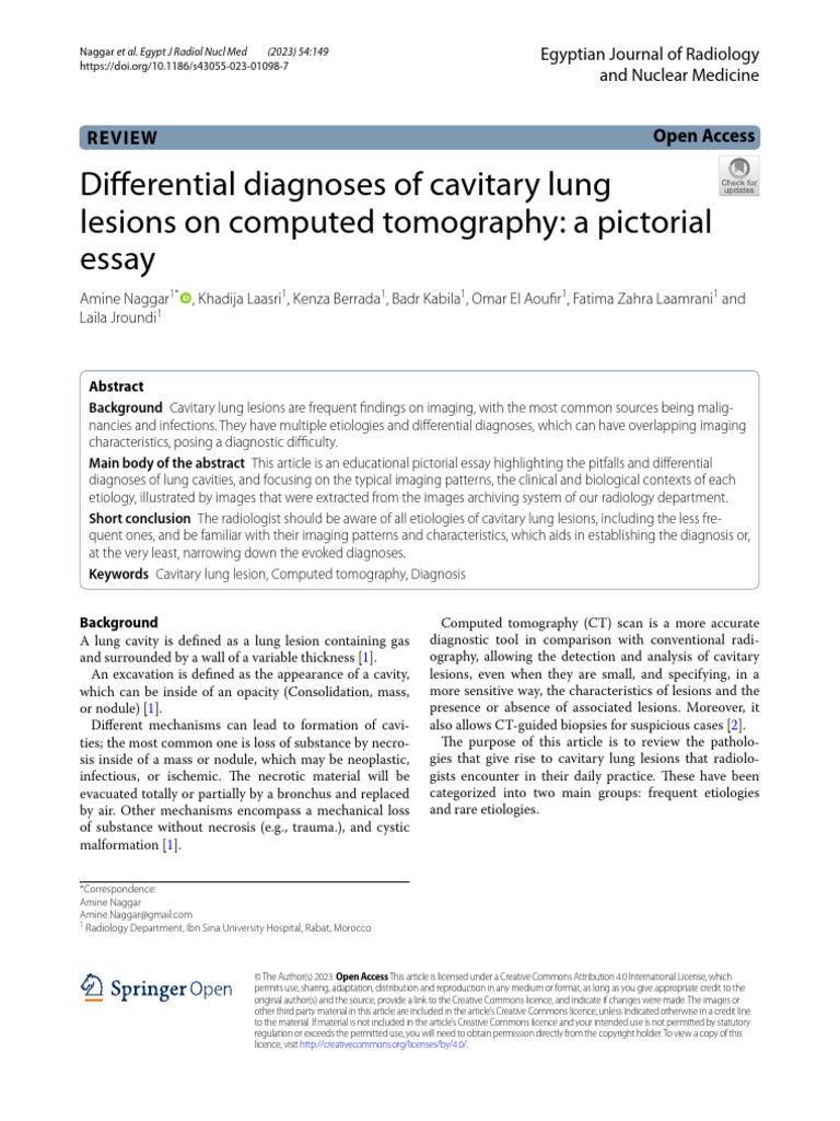 Differential Diagnoses of Cavitary Lung Lesions On Computed Tomography ...