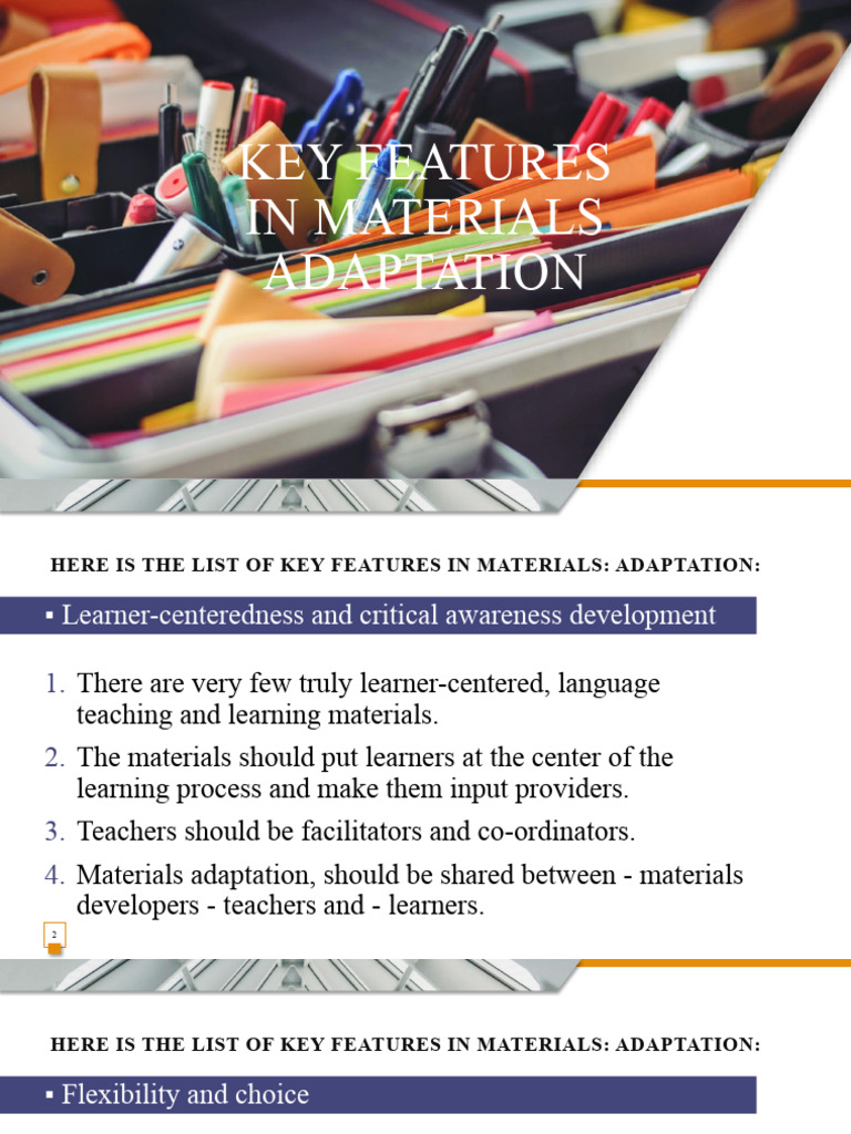 Key Features in Materials Adaptation | PDF | Learning | Experience