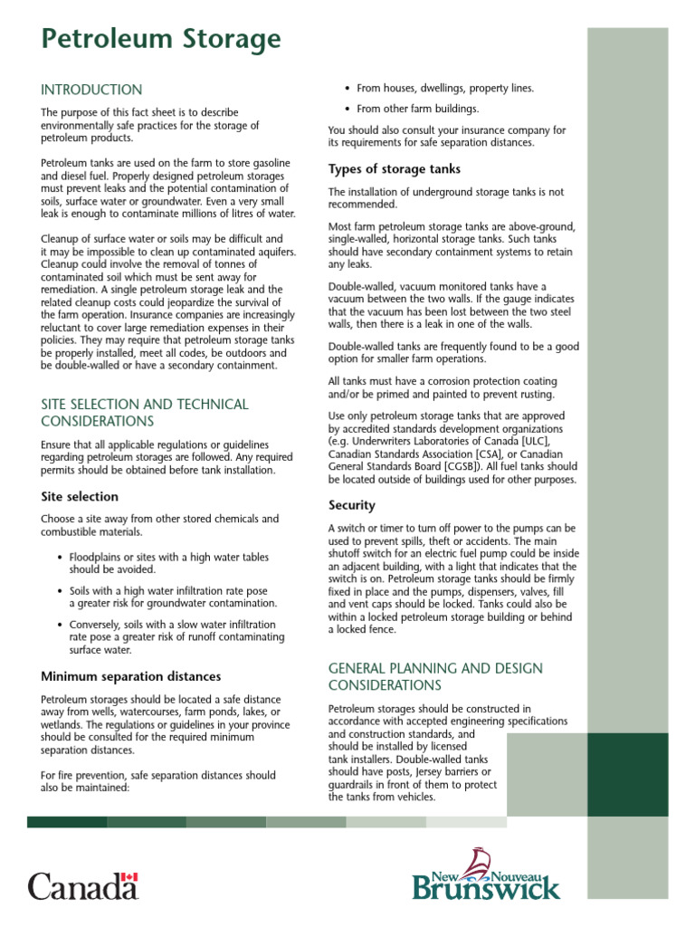 Safe Practices for Petroleum Storage | PDF