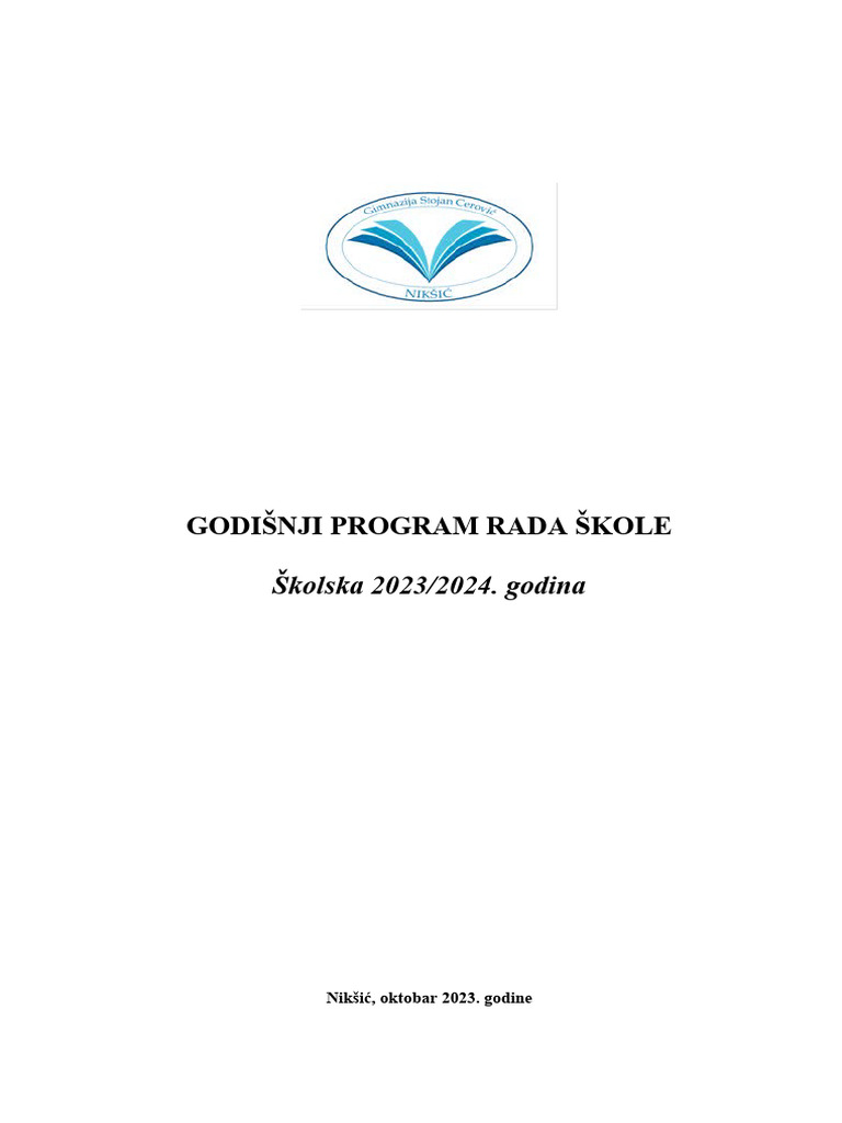 Godišnji Program Rada Škole 2023 | PDF