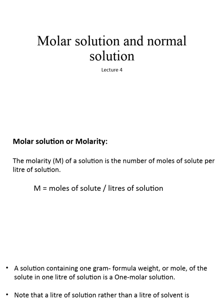 4-Molar Solution and Normal Solution | PDF | Wellness