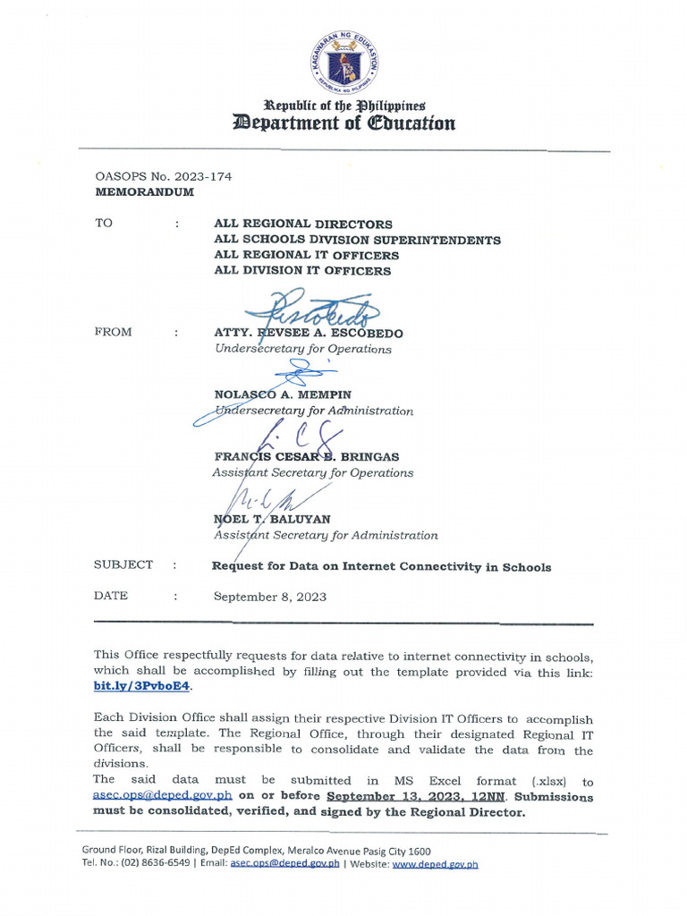 MEMORANDUM OASOPS No. 2023 174 | PDF