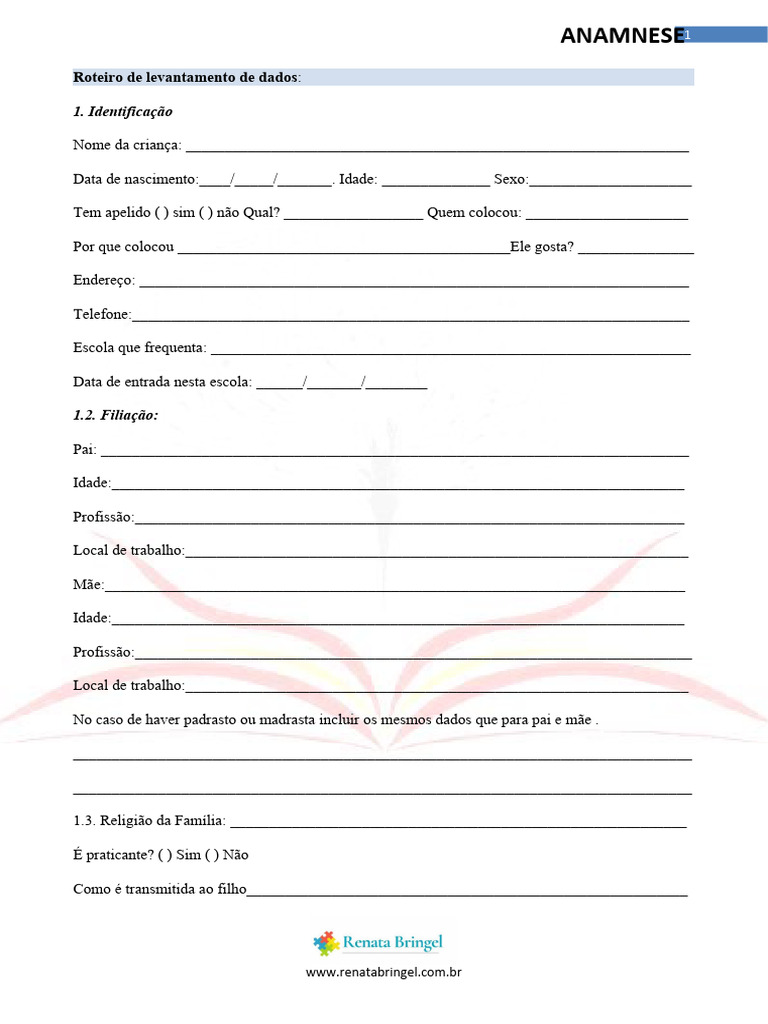 Modelo de Anamnese | PDF | Família
