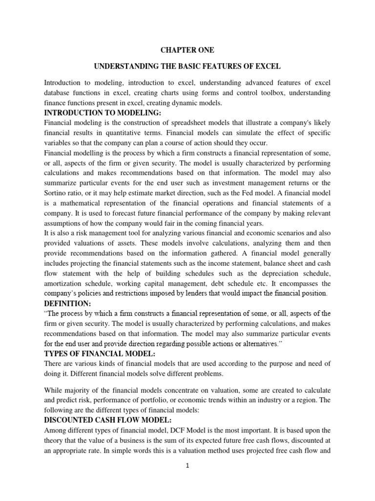 Financial Modelling CHAPTER ONE | PDF | Valuation (Finance) | Financial Modeling